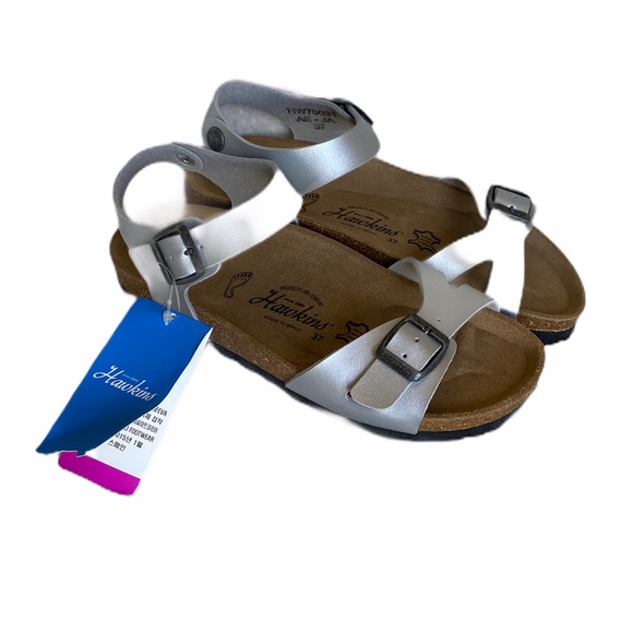 Hawkins | Shoes | Hawkins Silver Birkenstock Style Sandal | Poshmark